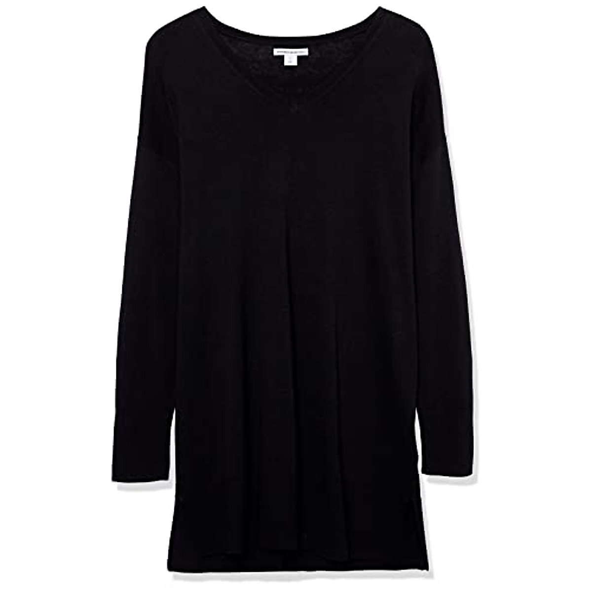 Amazon Essentials Women's Lightweight Long-Sleeve V-Neck Tunic Sweater (Available in Plus Size), Black, Large