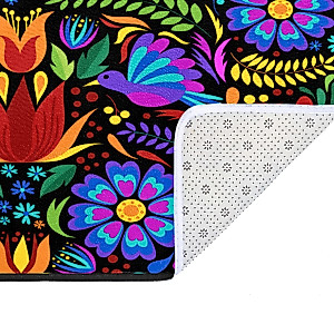 GISPOG Floral Mexican Birds Kitchen Rugs Indoor Outdoor Non Slip Kitchen Floor Mats Area Rugs Runner Rug Laundry Room Rug 40x20 in