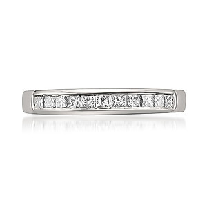 Beyond Brilliance 1/2 Carat Diamond, Channel-Set Platinum Princess Cut Diamond Bridal Wedding Band Ring (H-I, VS2-SI1)
