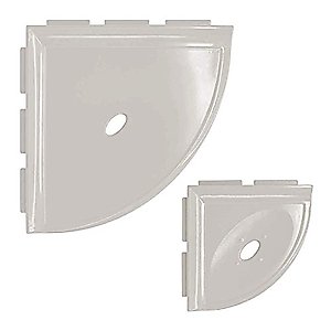 Questech Décor 8 Inch Corner Shower Shelf and 5 Inch Shower Caddy Soap Dish, Metro Lugged Back for New Construction, Mounted Bathroom Shower Organizer, Gray Polished