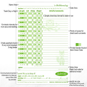Baby Daily Tracking Log - Childcare Activity Journal Notepad