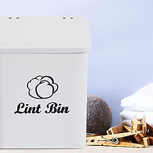 Xbopetda Metal Lint Bin for Laundry Room, Magnetic Lint Bin, Wall Mounted Lint Box Holder, Washer Dryer Trash Can with Lid, Modern Farmhouse Laundry Room Decor, Organization & Storage Box-White