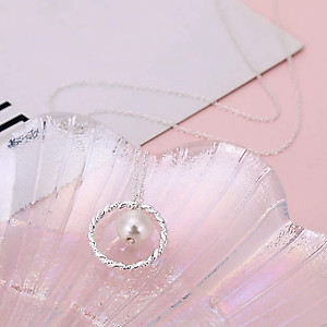 Gifts for Grandma Sterling Silver Twisted Eternity Ring with Pearl Necklace for Grandmother from Grandchild Best Grandma Gifts Jewelry Birthday Christmas Gifts Mother's Day Gifts For Nana