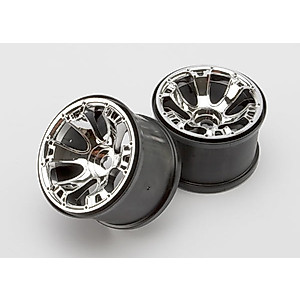 Traxxas Revo 3.3 FRONT & REAR MAXX TIRES & GEODE 17mm CHROME WHEELS Inserts