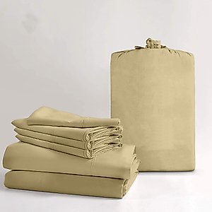 MGPS 100% Real Certified Organic Cotton Bedsheet Set, Full Size 6 Piece 1000 Thread Count Sheets Sets, [1 Fitted + 1 Flat + 4 Pillowcases], Fits Mattress Upto 18" Deep Pocket - Taupe