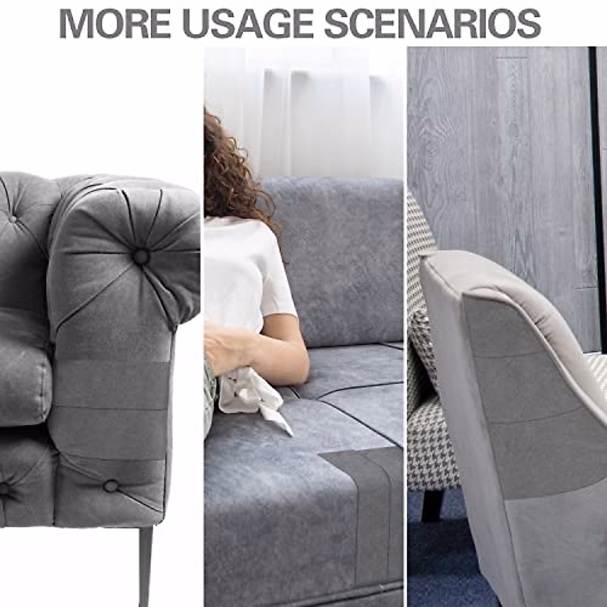 Azobur Velvet Rectangular Repair Patch, Self-Adhesive Flannel Fabric Patch, Multi Colors, Microfiber Patch，Can be Used to Patch Sofas, Car Seats, Handbags, Jacket Holes and Tears (Gray)