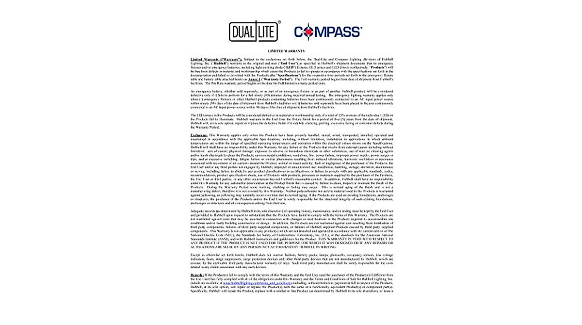 HUBBELL CU2B LED Emergency Light - 90-Minute Backup