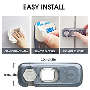 5 Pack Child Proof Refrigerator Lock, QYESWHSR Fridge Locks for Kids with Sticky Adhesive Pads, Child Safety Locks for Doors, RV Refrigerator, Oven Lock Child Safety Baby Cabinet Locks - Clear Updated