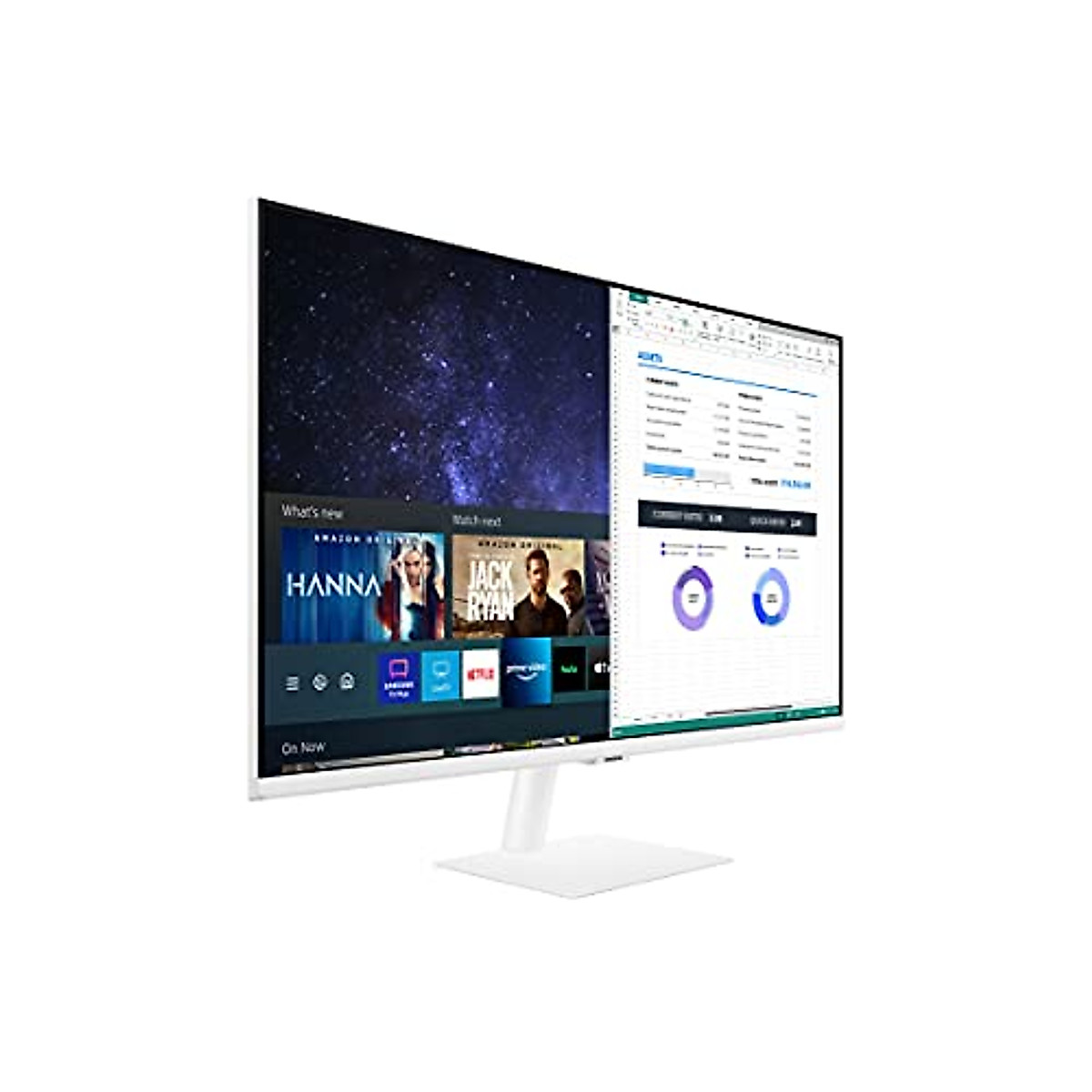 SAMSUNG 27" M50B Series FHD Smart Monitor w/Streaming TV, 4ms, 60Hz, HDMI, HDR10, Watch Netflix, YouTube and More, Slimfit Camera, IoT Hub, Mobile Connectivity, 2022, LS27BM501ENXZA, White