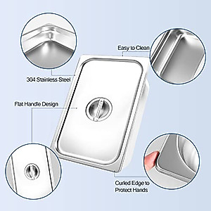 Restlrious Hotel Pan Full Size Stainless Steel Steam Table Pan with Lid, 4" Deep Chafer Food Pan, Pack of 4 Stackable Anti-Jam Steam Pan for Hotel, Restaurant Supplies, Party, Buffet & Event Catering