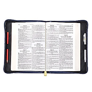 Christian Art Gifts Women's Fashion Bible Cover I Know The Plans Jeremiah 29:11, Blue/Gold Faux Leather, Large