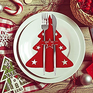 Vanproo 8Pcs Christmas Tree Silverware Holders, Xmas Tree Tableware Holders Exquisite Cutlery Knife and Fork Cover Table Decor, Christmas Cutlery Holder Organizer Knifes Forks Holders