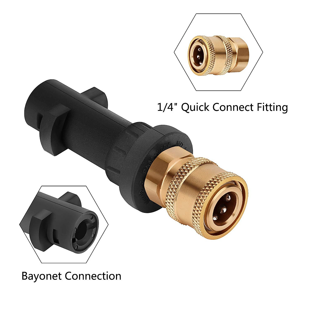 FUNTECK Trigger Gun Quick Connect Adapter for Karcher’s K3- K7 Handgun from 2010, Converts Bayonet Connection to 1/4 in. Quick Connect Female Fitting, 3000 PSI