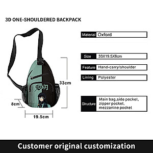 HANDAFA Unisex Nezuko Print Backpack Set Manga Cosplay 3PCS Bag Shoulder Bag PencilBag Set(Muichirou)