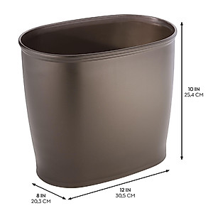 iDesign Kent Oval Waste Can, Trash Can for Bathroom, Bedroom, Office - Bronze,12" x 8" x 10"