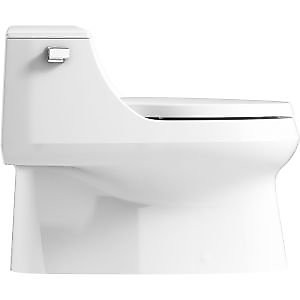 KOHLER 3722-0 San Raphael One-Piece Toilet, Elongated Bowl, 1.28 gpf with Quiet-Close, 24.00 x 20.50 x 29.00 inches, White