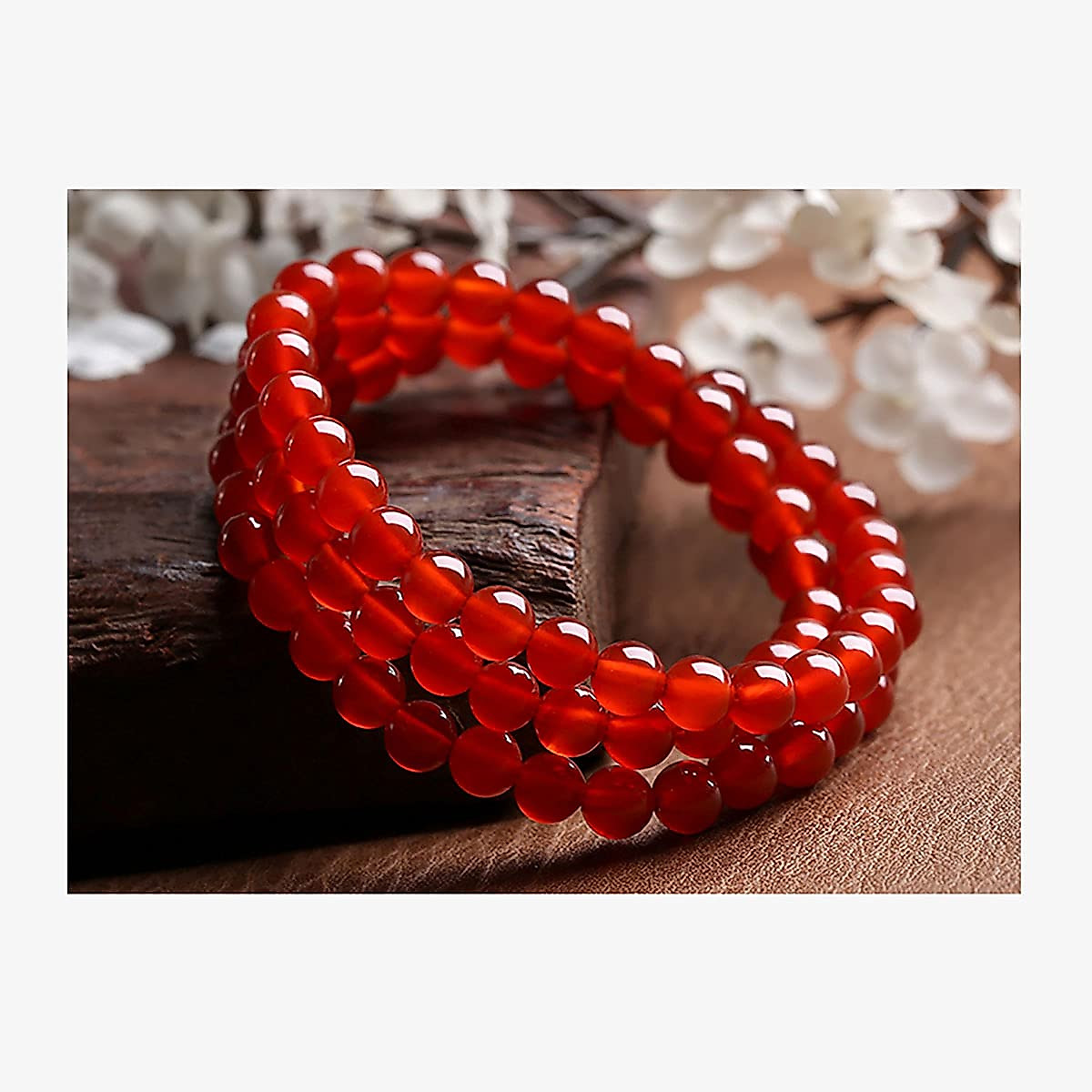 My Own Tong 2 Pcs Carnelian Crystal Bracelet Natural Healing Gemstone Bracelet, Anxiety Stress Relief Jewelry ,8mm Semi Precious Stone Bracelets for Men Women (Red-2pcs)