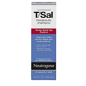 Neutrogena T/Sal Therapeutic Shampoo for Scalp Build-Up Control with Salicylic Acid, Scalp Treatment for Dandruff, Scalp Psoriasis & Seborrheic Dermatitis Relief, 4.5 fl. oz (Pack of 2)