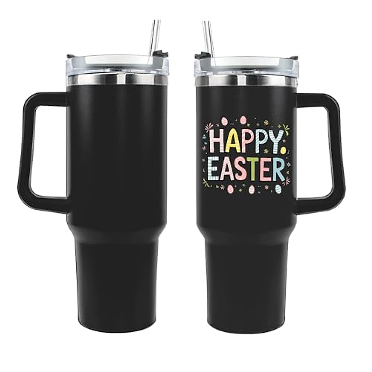 Happy Easter Tumbler 40 oz Tumblers with Lid and Straw Insulated Tumblers Stainless Steel Tumbler Funny Gifts for Women