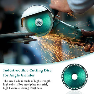 Mornajina ‎5 Packs 4-1/2" Indestructible Disc for Grinder, Indestructible Grinder Disc for Angle Grinder 7/8" (Model 115/125), Fit Smooth Cutting, Chamfering, Grinding of All Materials (Green)