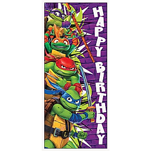 TMNT Teenage Mutant Ninja Turtles Birthday Party Supplies Bundle includes 1 Party Door Poster, 1 Happy Birthday Banner, 1 Dinosaur Sticker Sheet