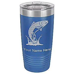 LaserGram 20oz Vacuum Insulated Tumbler Mug, Trout Fish, Personalized Engraving Included (Dark Blue)