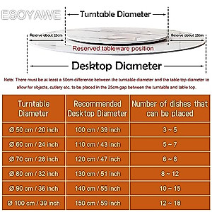 Lazy Susan Tabletop Wooden Turntable, 360 Degree Smooth Rotation Round Rotating Serving Plate, Rotating Serving Tray For Dining Table, Diameter Ø 20 24 28 32 36 39 Inch