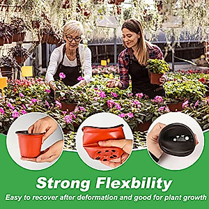 TDHDIKE 4" Small Plastic Plant Nursery Pot/Pots (100pcs) Seedlings Flower Plant Container (Red) Seed Starting Pots Indoor Outdoor, Come with 100pcs Plant Labels