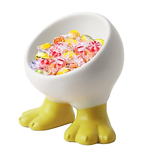 Relexome Easter Cute Duck Candy Servers Bowl Foot Key Bowl Animal Candy Dish Decorative Bowl for Entryway Table Office Home Decor, Small Pedestal Ceramic Fruit Bowl,Cookie Snack Footed Key Tray,7 Inch