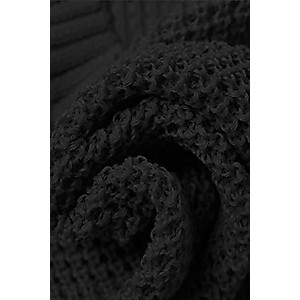 Jumppmile Womens V Neck Long Sleeve Tops Crop Waffle Knit Cropped Casual Loose Pullover Crop Sweater Black XL