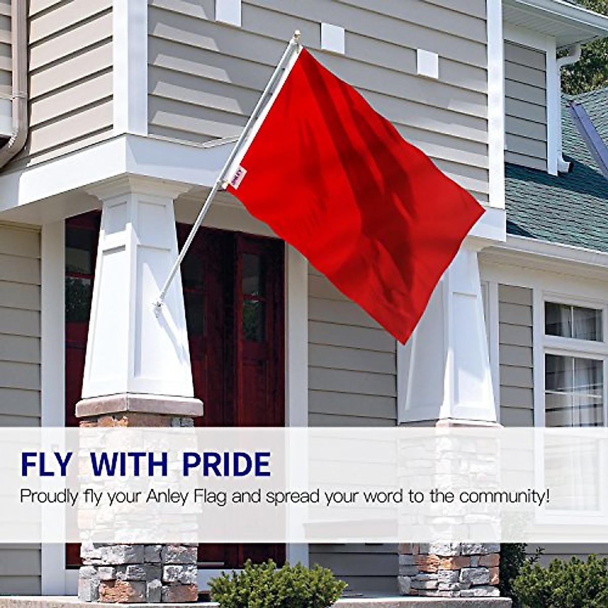 ANLEY Fly Breeze 3x5 Foot Solid Red Flag - Vivid Color and Fade Proof - Canvas Header and Double Stitched - Plain Red Flags Polyester with Brass Grommets 3 X 5 Ft
