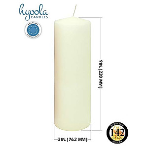 Hyoola Ivory Pillar Candles 3x9 Inch - Unscented Pillar Candles - 4-Pack - European Made