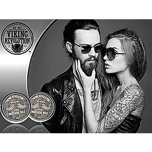 Viking Revolution Mustache Wax 2 Pack - Beard & Moustache Wax for Men - Strong Hold Helps Train Tame & Style (Citrus, 2 pack)