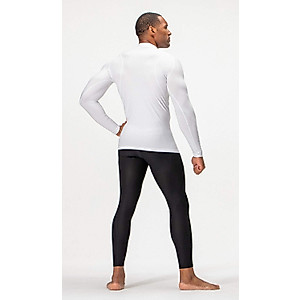 DEVOPS 3 Pack Men's Athletic Turtle Neck Long Sleeve Compression Shirts (Medium, White/White/White)