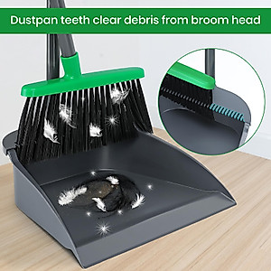 Broom with Dustpan Combo Set for Kitchen Office Lobby Floor Cleaning