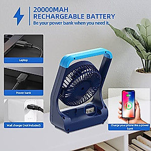 Rechargeable Battery Powered Fan, 20000 mAh Personal Desk Fan, Portable USB Table Fan, Timer Off Quiet Desk Fan,Long Working Time, Desktop Fan for Study,Bedroom,Office,Camping