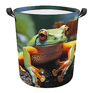 Laundry Hamper Lovely Tree Frogs Freestanding Laundry Basket Thickened Waterproof Collapsible Clothes Hamper Storage for Clothes Toys Dorm And Family