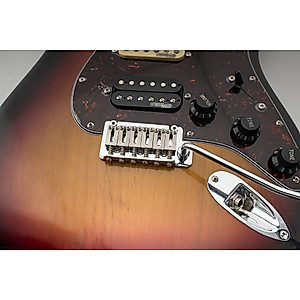 Musiclily Pro 52.5mm 2-Point Guitar Tremolo Bridge with Full Block Steel Saddles for Modern American Strat Electric Guitar, Chrome