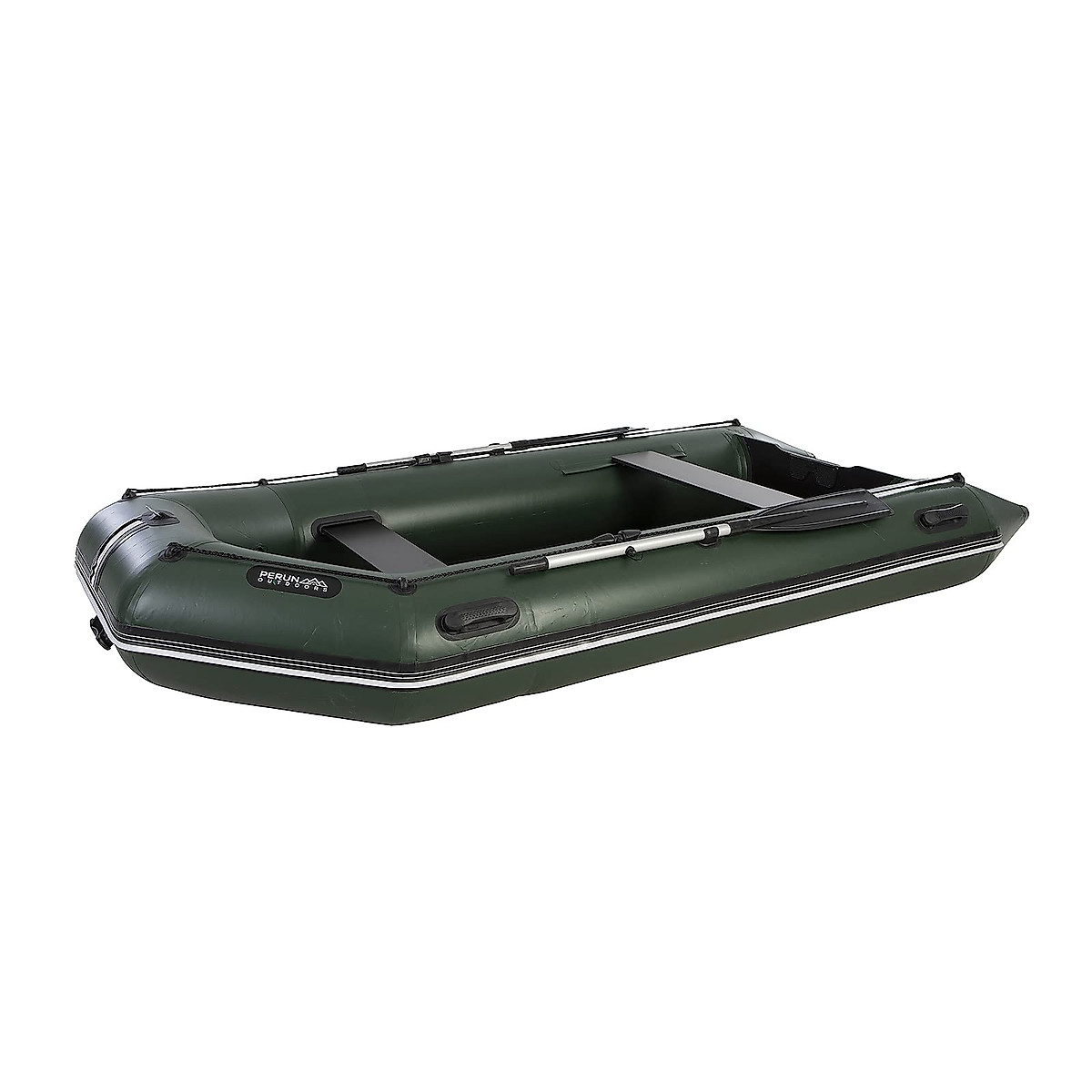 Perun Outdoors LT-330MVE 4 Person Durable PVC Inflatable Motor Boat 330cm (10'10") with Foot Air Pump and Carry Bag