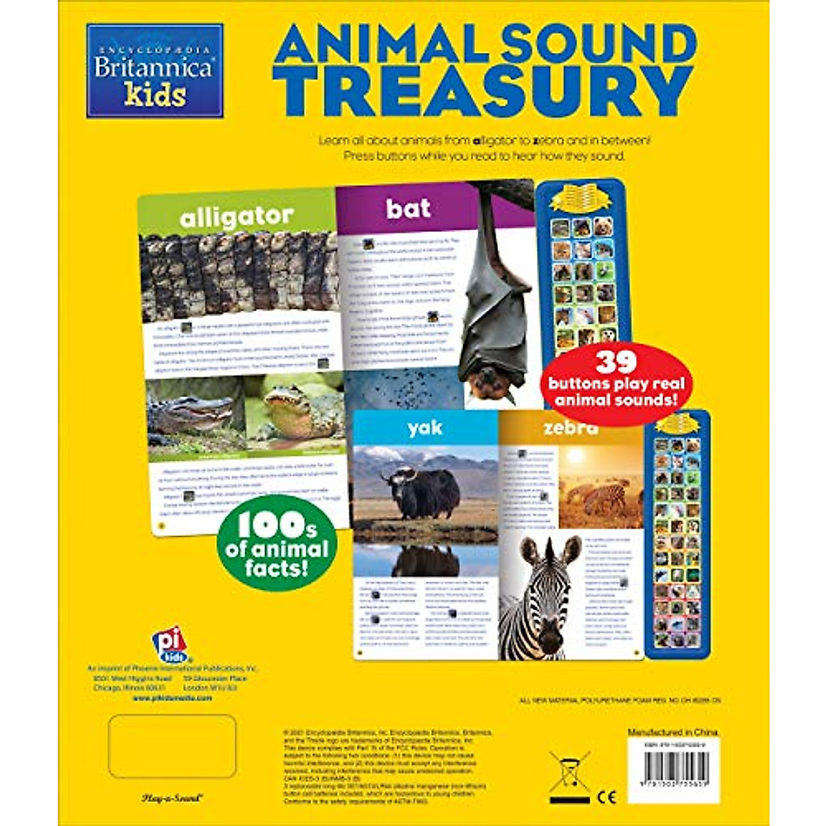 Encyclopaedia Britannica Kids - Animal Sound Storybook Treasury 39-Button Sound Book - PI Kids