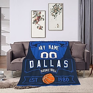 Custom Throw Blankets for Bed Personalized Basketball City Fans Gift Winter Summer Fleece Blanket Name and Number, 30"x40", 50"x60"