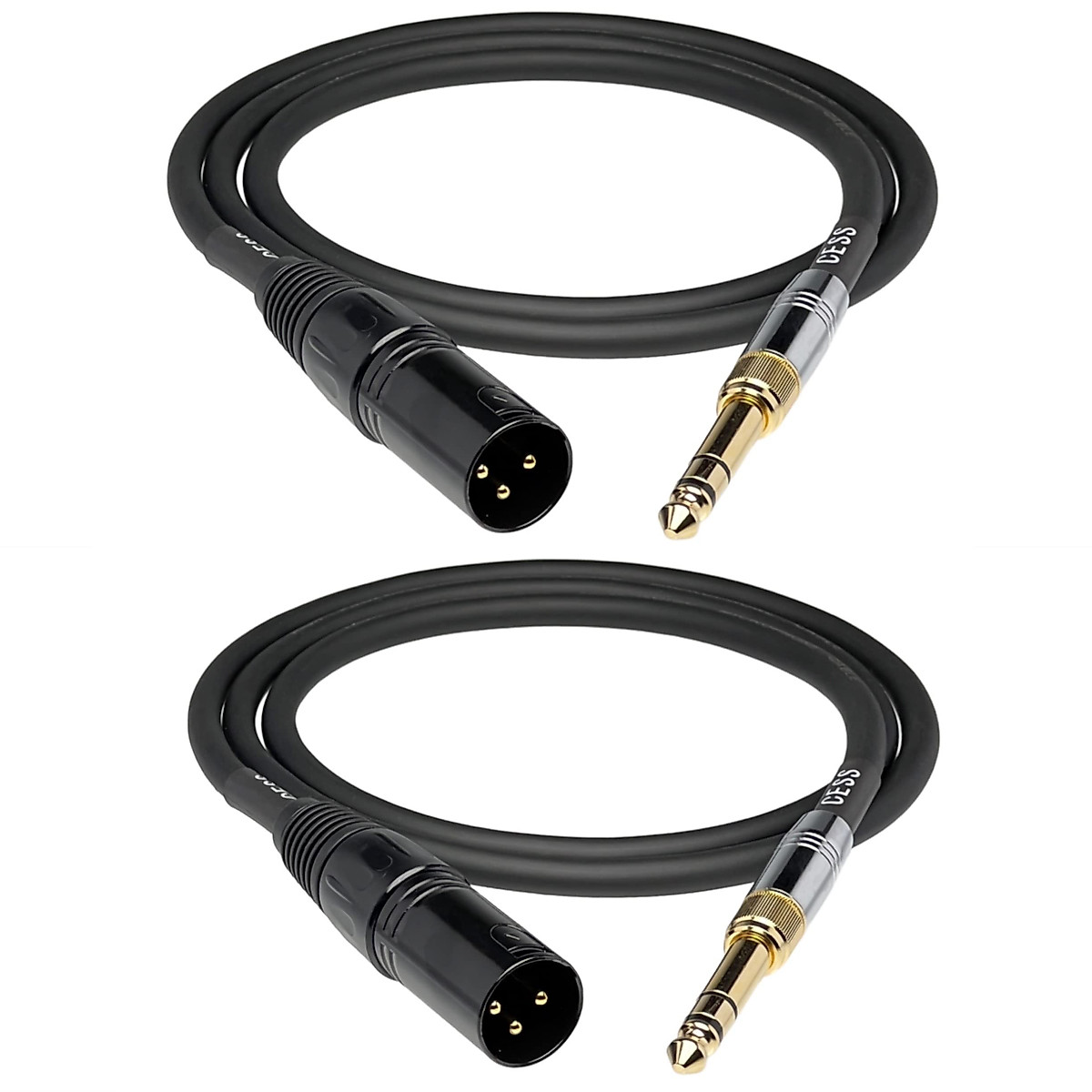 CNCESS CESS-207-3f 3 Pin XLR Male to 3.5mm Stereo Plug Cable with 6.35mm Adapter - Versatile Audio Connection, Compatible with Both 3.5mm and 6.35mm Jacks, Durable and Flexible (3 Feet)