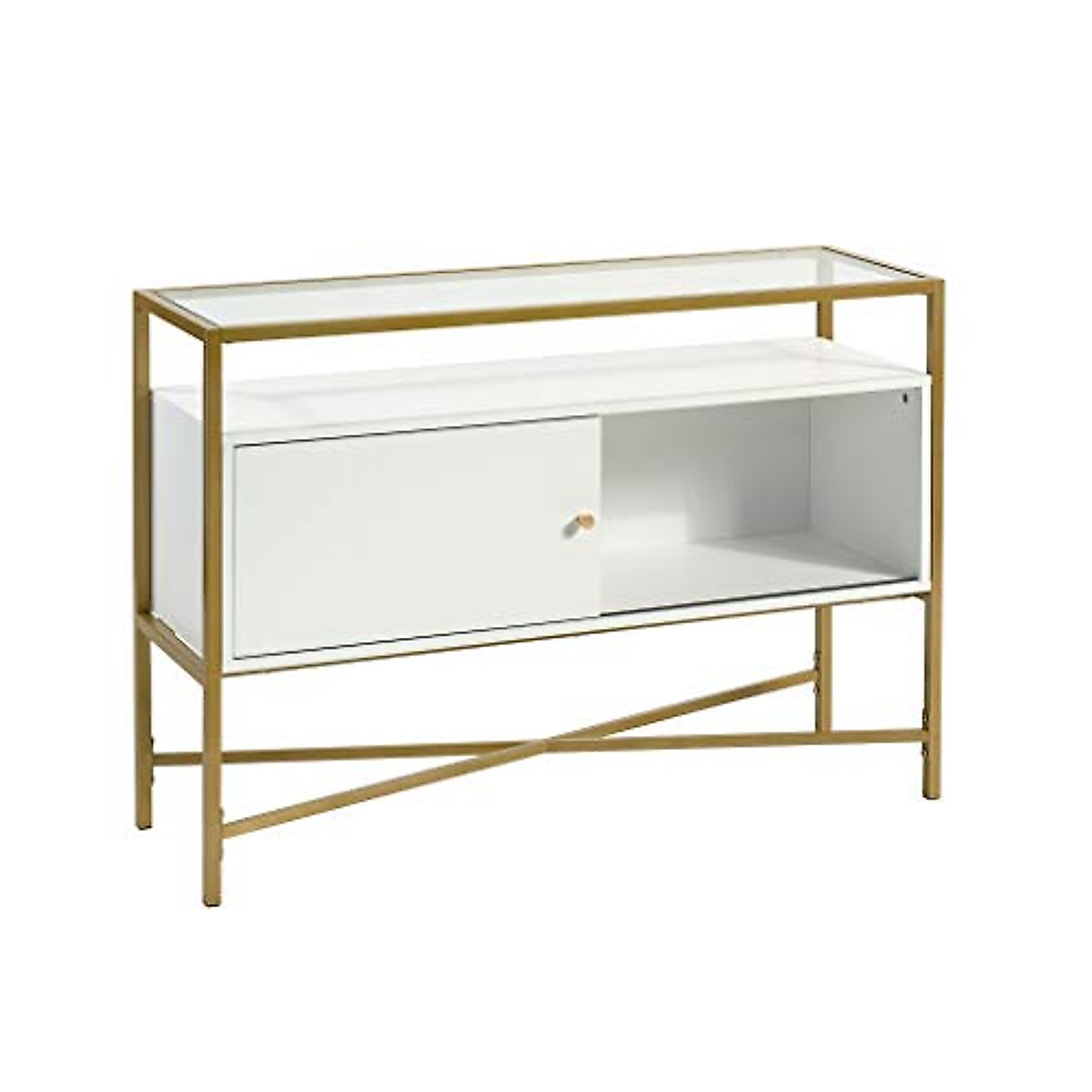 Sauder Harper Heights Accent Table, L: 43.31" x W: 13.78" x H: 29.53", White Plank Finish