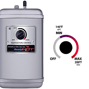 Ready Hot 41-RH-150-F560-BN Compact Water Dispenser, Manual Temperature Control, Reverse Osmosis Compatible, Includes Hot and Cold Dual-Lever Faucet, Brushed Nickel