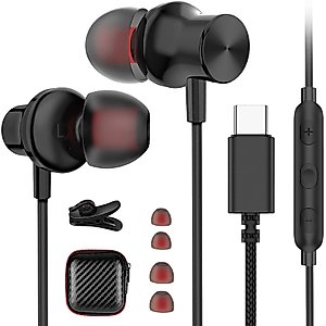 ACAGET Wired Earbuds with USB C Plug Magnetic Type C Headphones for iPhone 16 15 Pro Max Samsung Galaxy S25 S24 FE S23 Plus S22 Ultra A35 Noise Cancelling Corded HiFi Earphones with Mic Remote Control