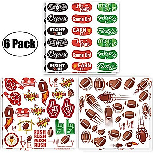 WAVEJOE Football Face Temporary Tattoos, Football Party Favor Supplies for Super Bowl Birthday Party Decoration（6 Sheets）