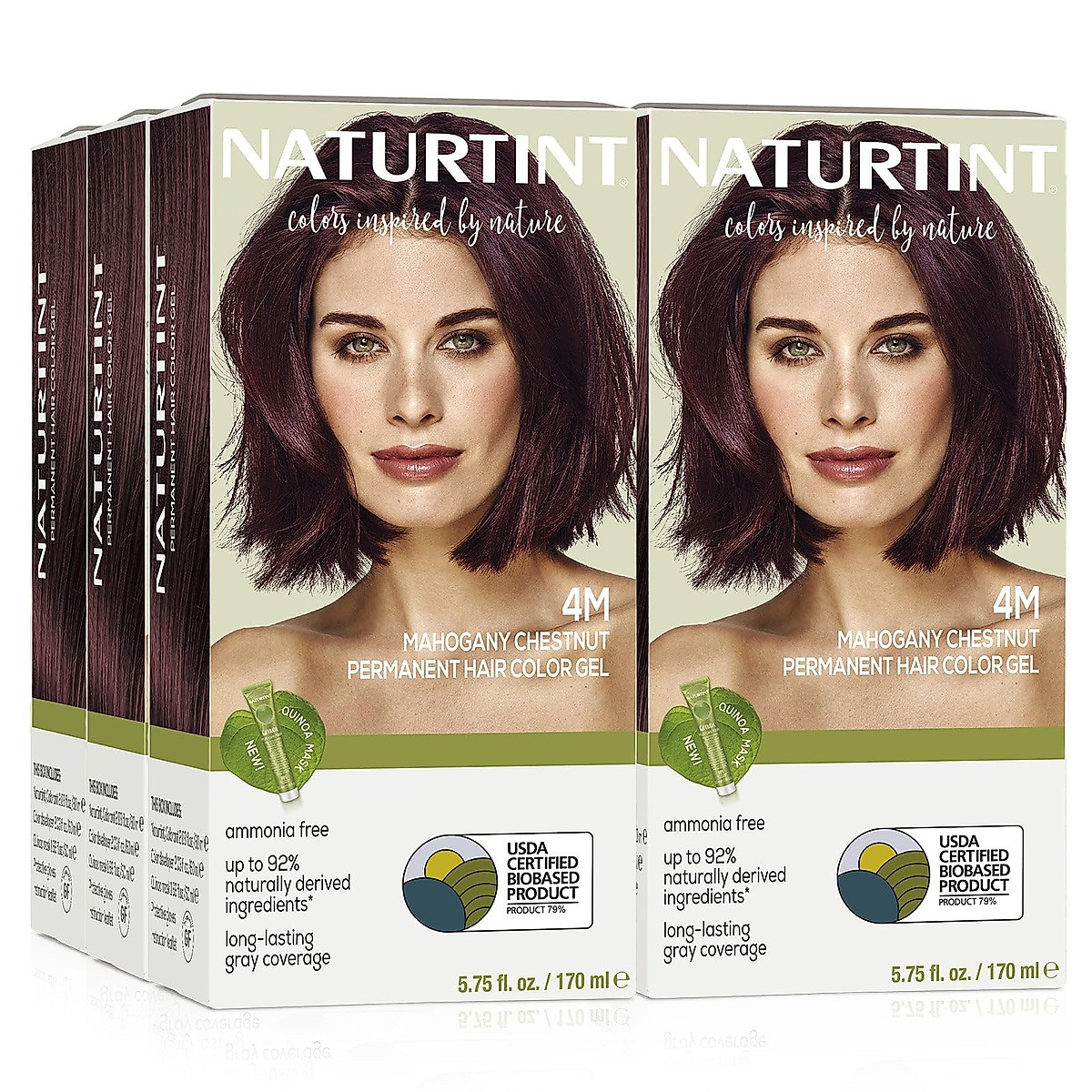 Naturtint 4M Mahogany Chestnut Permanent Hair Color (Pack of 6), Ammonia Free, Vegan, Cruelty Free, up to 100% Gray Coverage, Long Lasting Results (Packaging may vary)