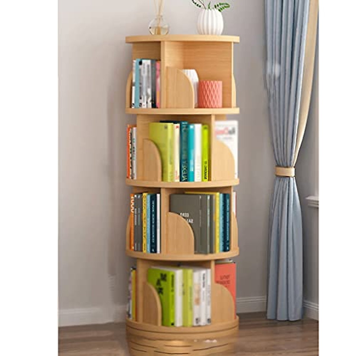 GELTDN Rotating Bookshelf 360 Degree Bookcase Home Floor Shelf Simple Multi-Layer Home Student Picture Book Shelf ( Color : E , Size : 12646cm )