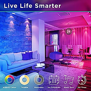 iHome Spectra Smart Color Light Bulbs, 1100 Lumens 10W (75W Equivalent), BR30 E26, Tunable Music Sync RGBWW WiFi Smart Bulb, No Hub Required, Works with Alexa and Google Home, 4 Pack