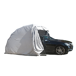 Ikuby SUV Carport, Super Sturdy Heavy Duty Portable Lockable Carport: All Weatherproof Anti UV Waterproof Retractable Car Shed - Steel Frame Auto Shelter for Maximum Durability – Full Protection